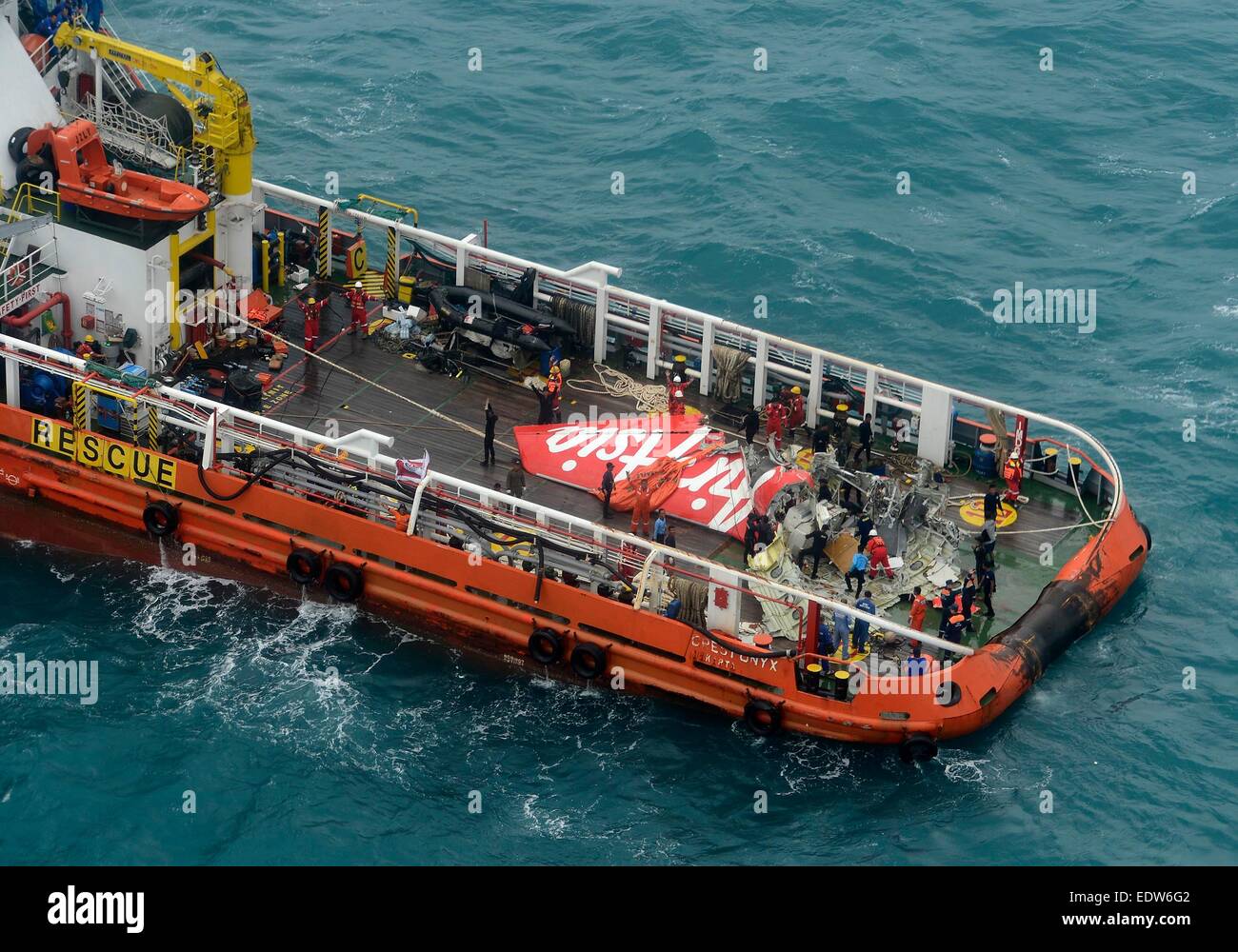 Java Sea. 10th Jan, 2015. The tail section of crashed AirAsia flight ...