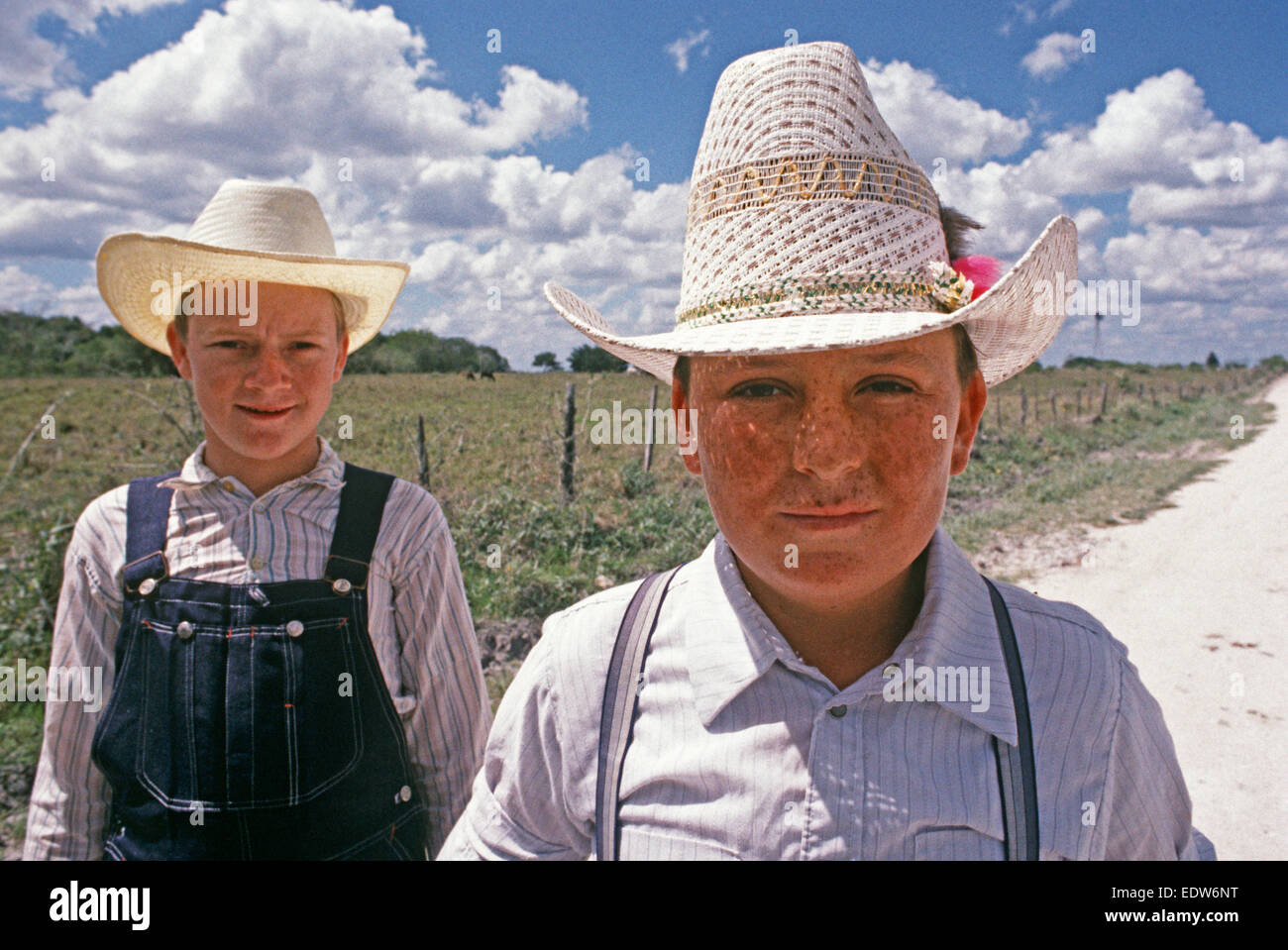 Young orthodox Mennonite Boys from Belize, Central America, June 1985 ...