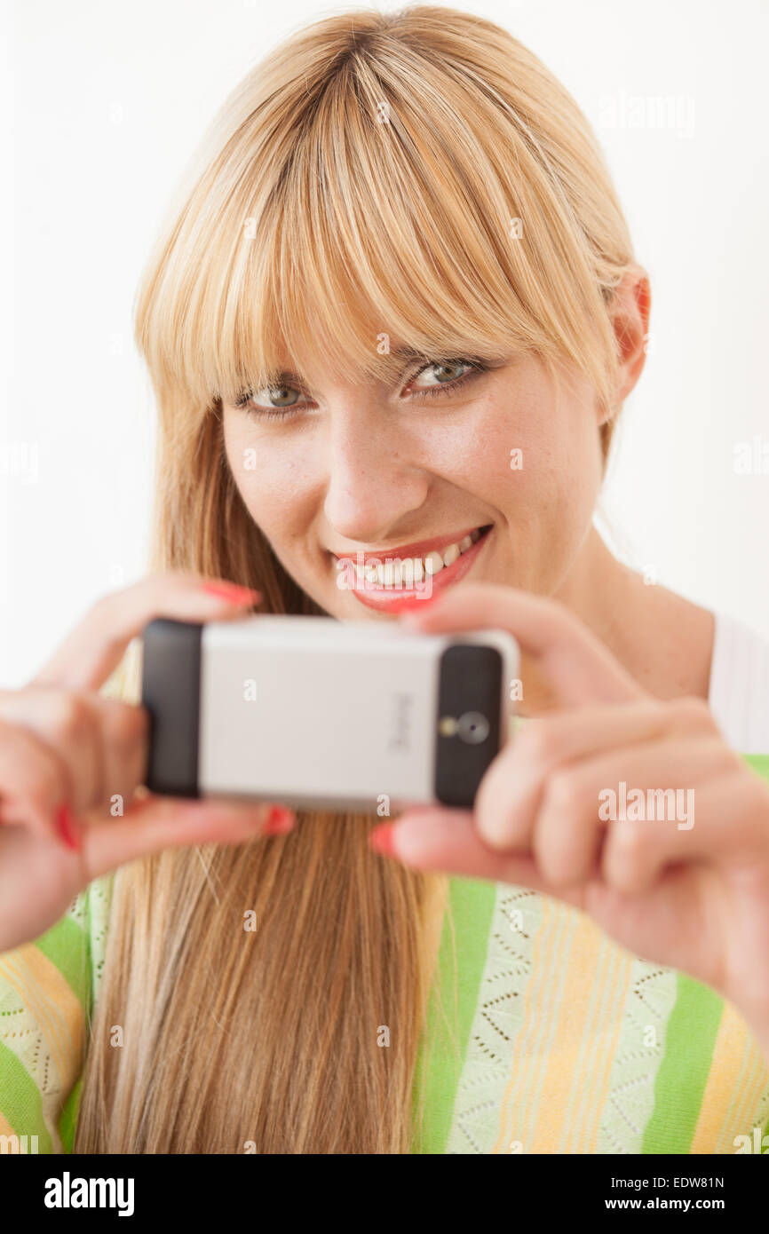 Young beautiful woman on white Stock Photo - Alamy