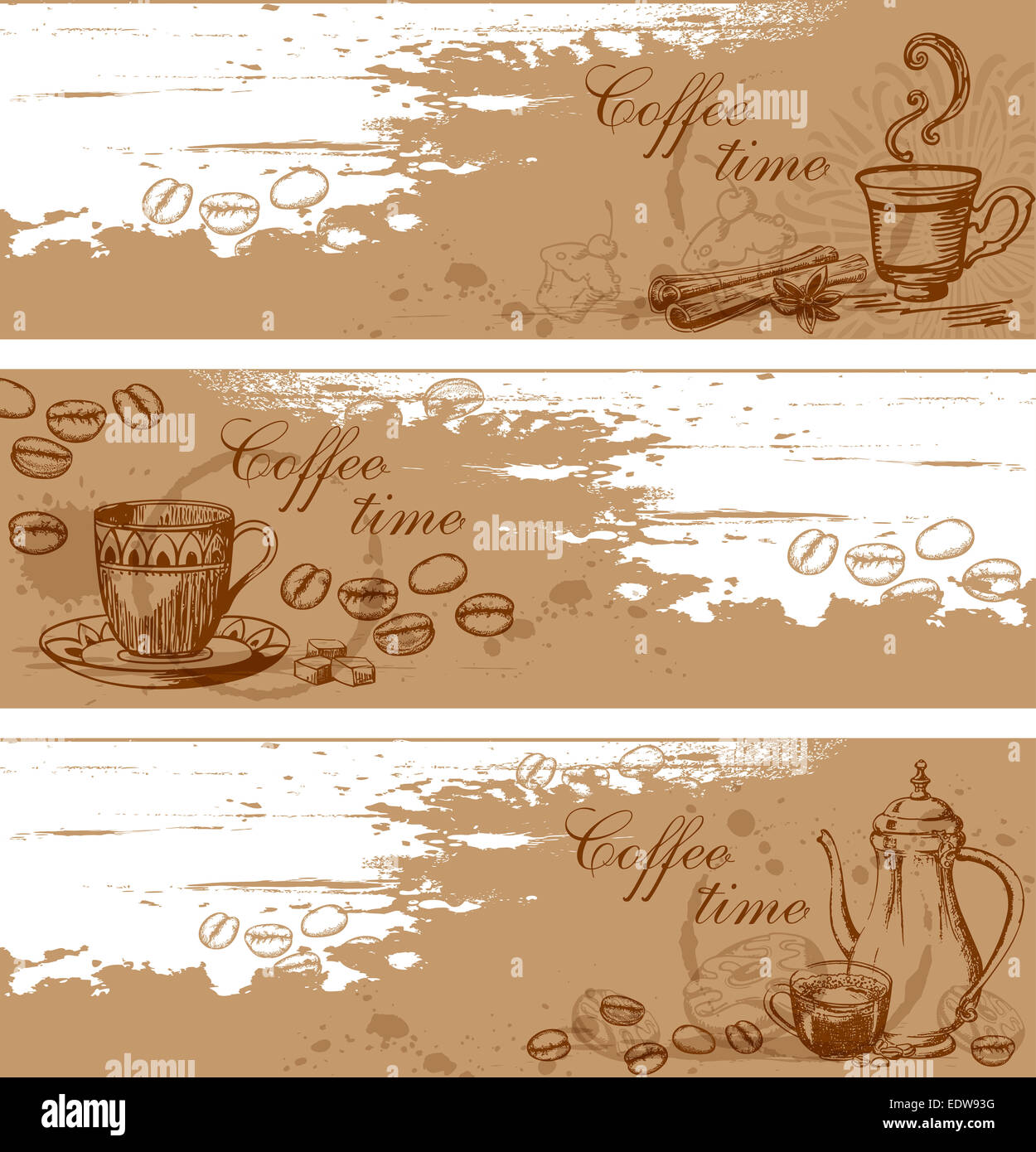 Vintage hand drawn coffee backgrounds Stock Photo - Alamy