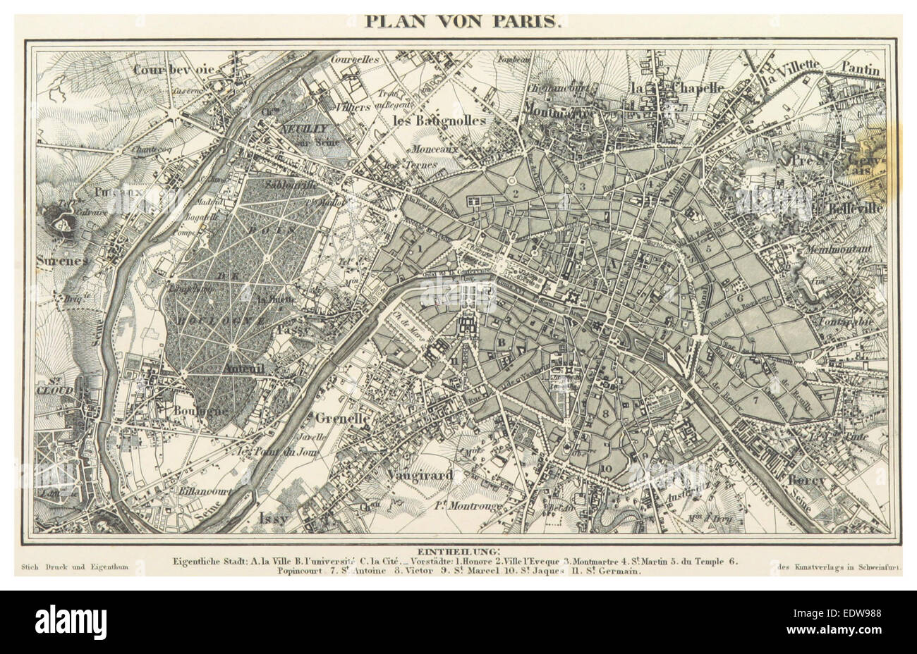 Paris districts map hi-res stock photography and images - Alamy