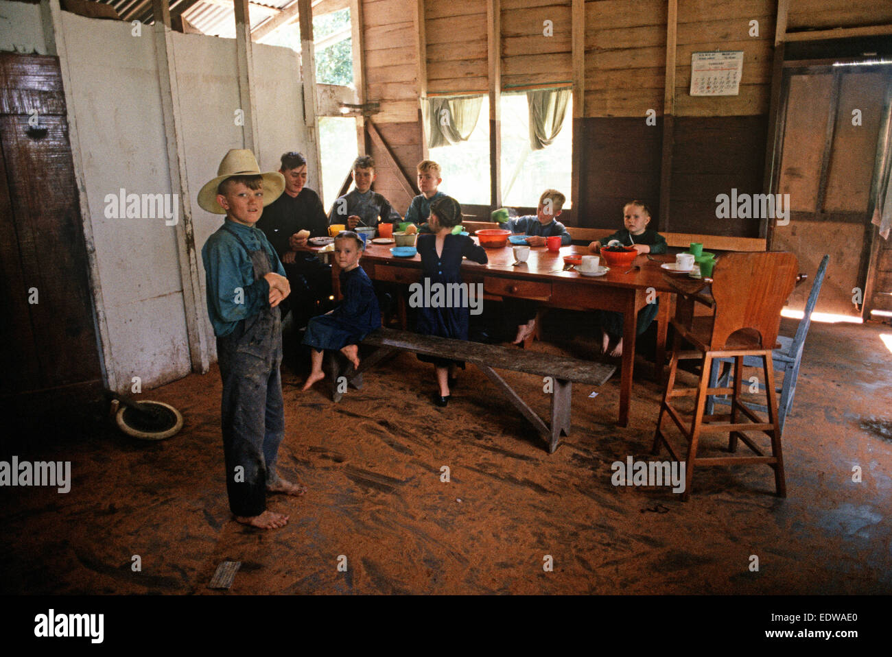 Orthodox Mennonite family in Barton Creek farm, Belize, Central America ...