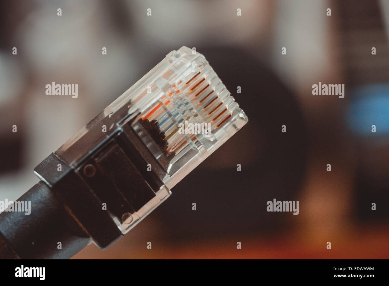 Vintage style macro shot of a CAT 5 ethernet cable Stock Photo - Alamy
