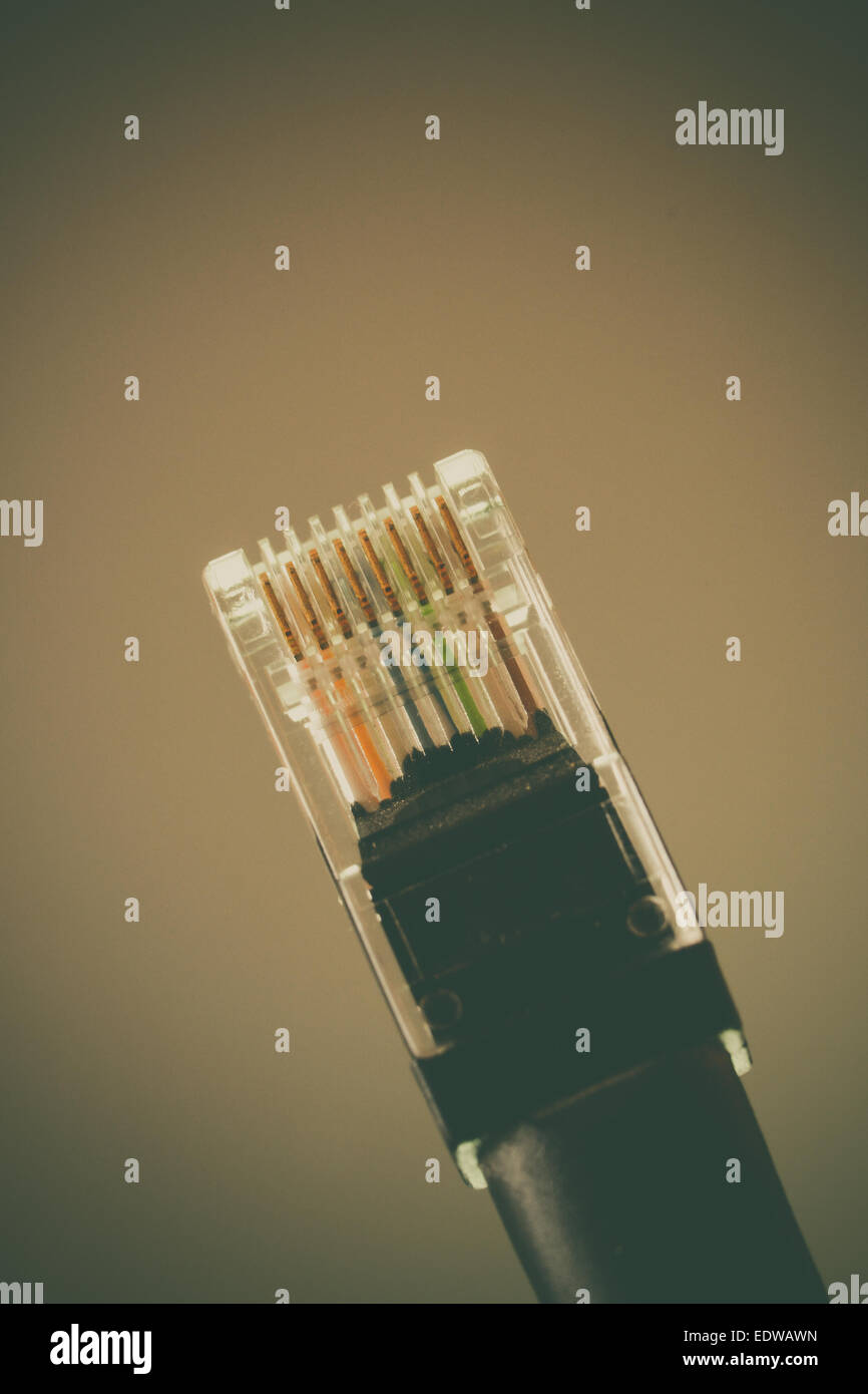 Vintage style macro shot of a CAT 5 ethernet cable Stock Photo - Alamy
