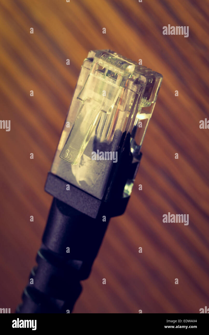 Vintage style macro shot of a CAT 5 ethernet cable Stock Photo - Alamy
