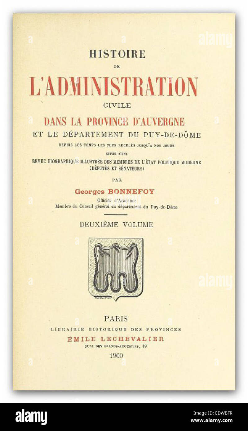 Bonnefoy's *Histoire de l'administration* (1900) Volume 2 explores the ...