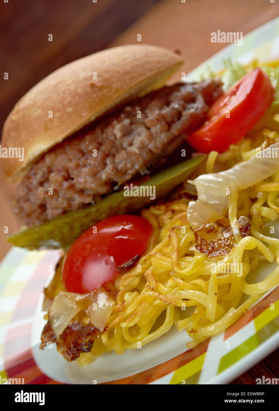 Chow mein sandwich - popular on Chinese-American restaurant menus ...