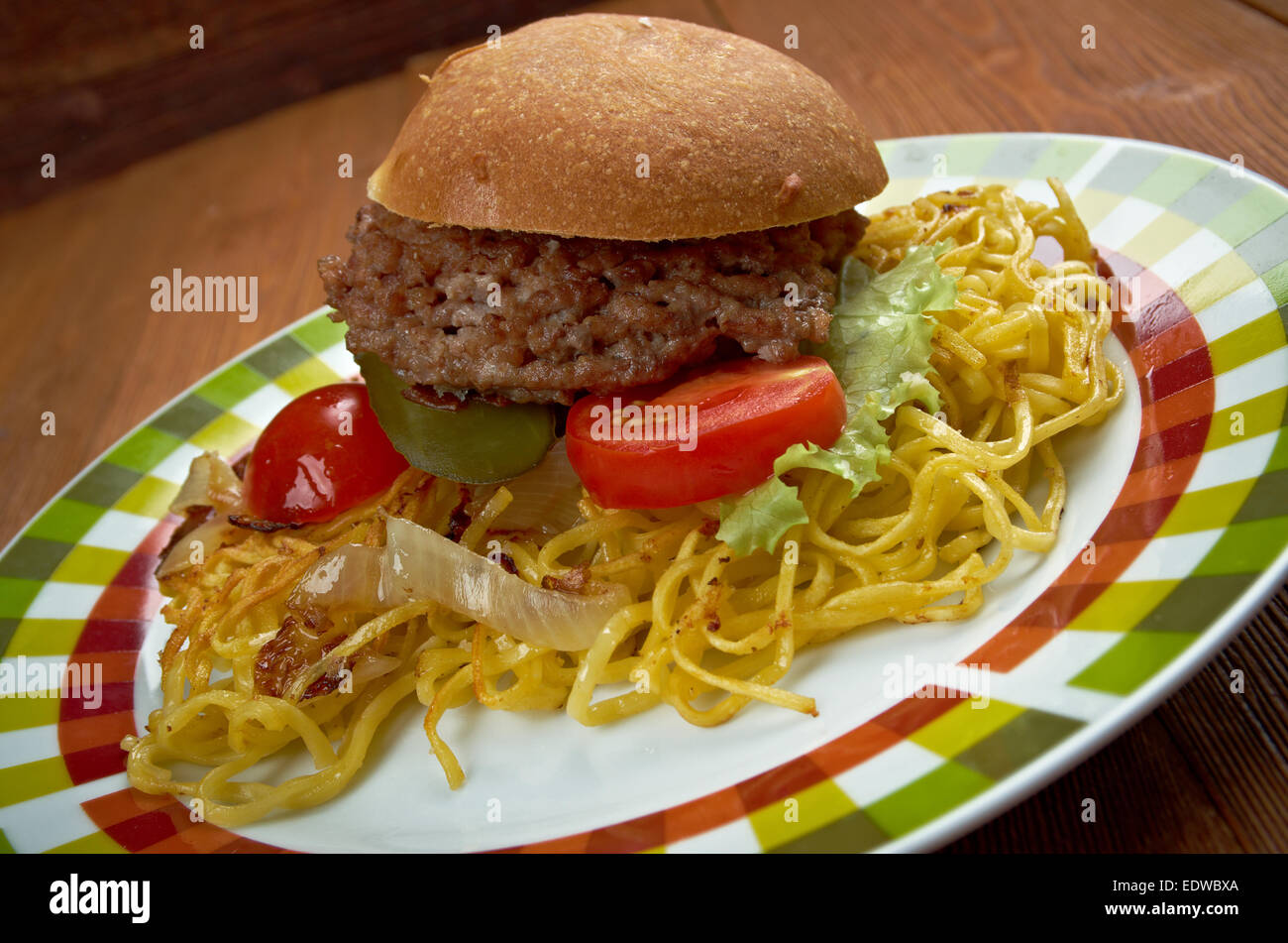 Chow mein sandwich - popular on Chinese-American restaurant menus ...