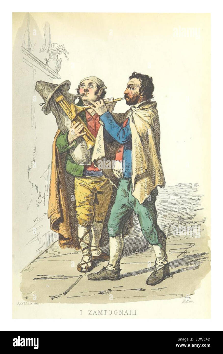 This 1853 illustration by Bourcard depicts the Zampognari, Italian ...