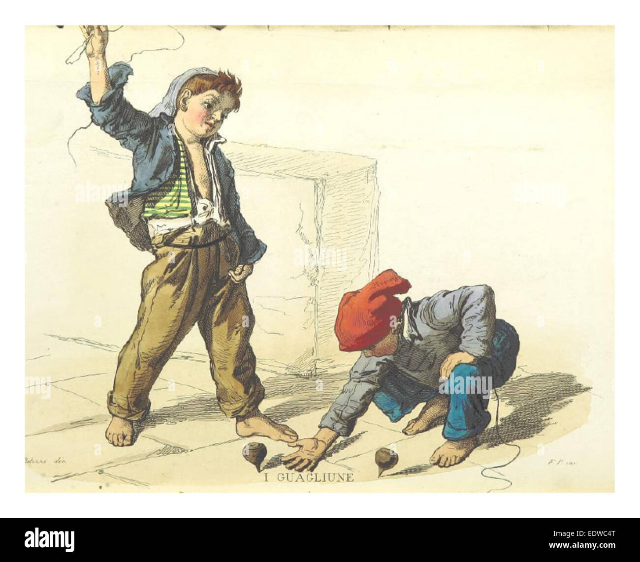 This 1853 illustration by Bourcard depicts 'I Guagliune,' or 'The ...