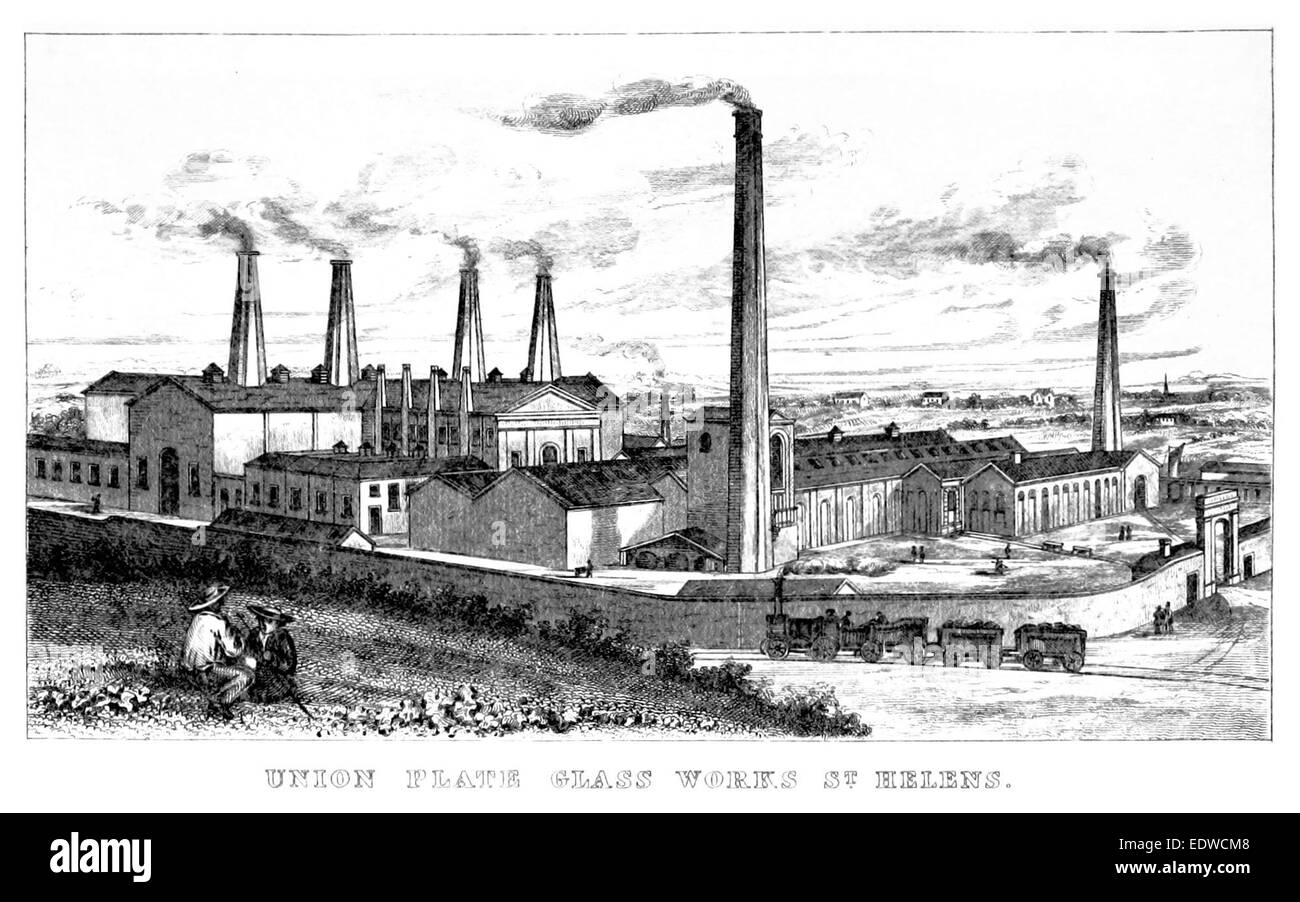 BRADSHAW(1854) p141 UNION PLATE GLASS WORKS ST.HELENS Stock Photo - Alamy