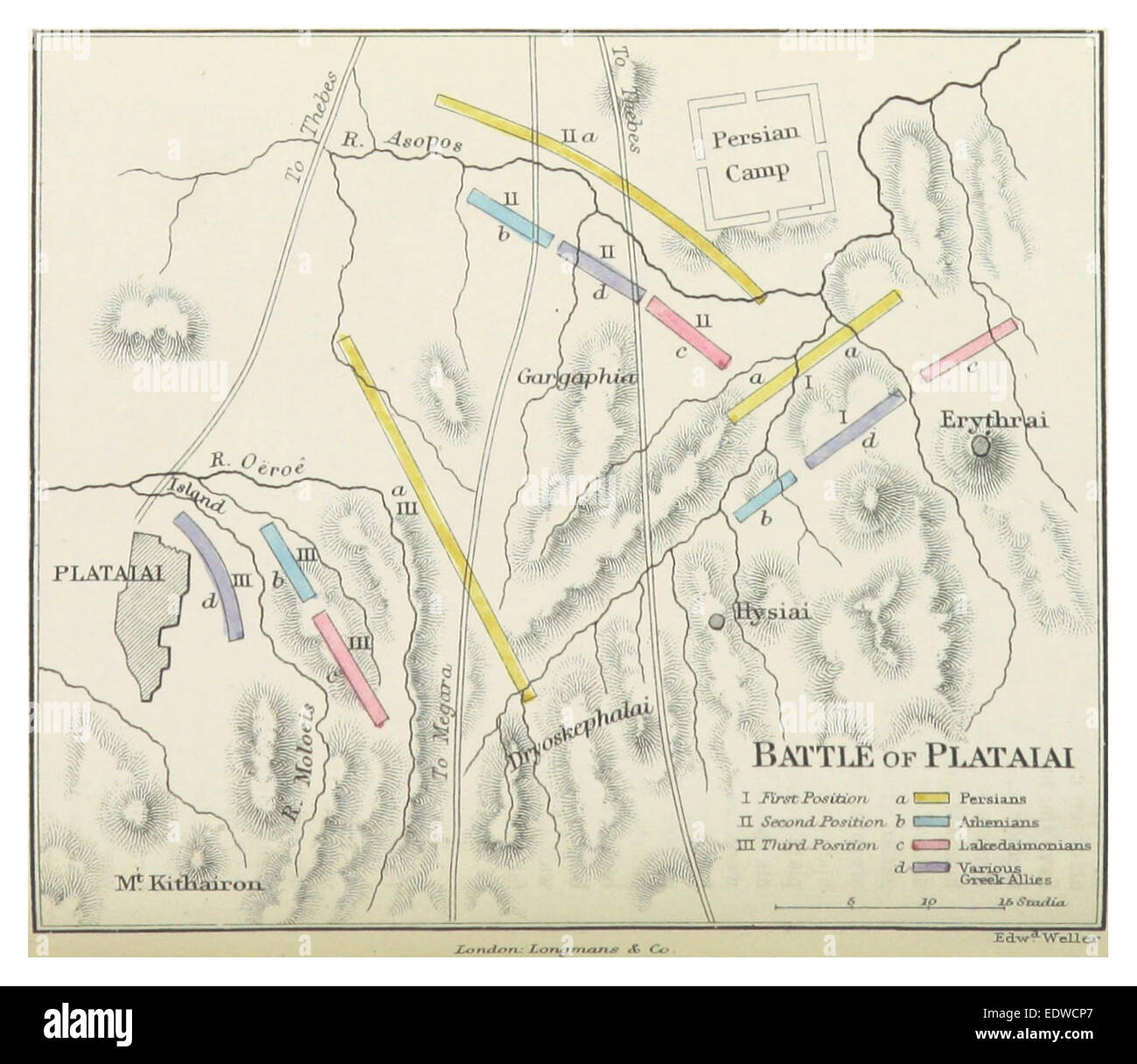 A 1876 illustration by Cox depicting the Battle of Plataea, a decisive ...
