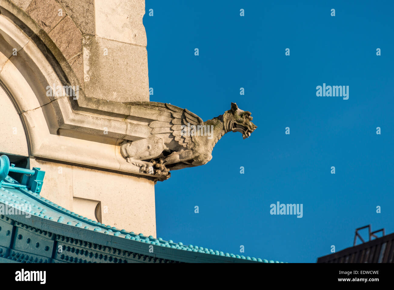 Gargoyles and grotesques adorning Tower Bridge, a suspension bridge ...