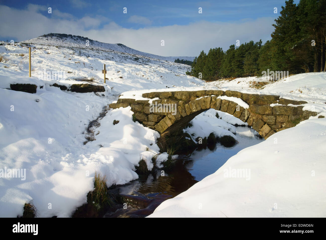 UK,South Yorkshire,Peak District,Upper Burbage Valley,Footbridge over ...