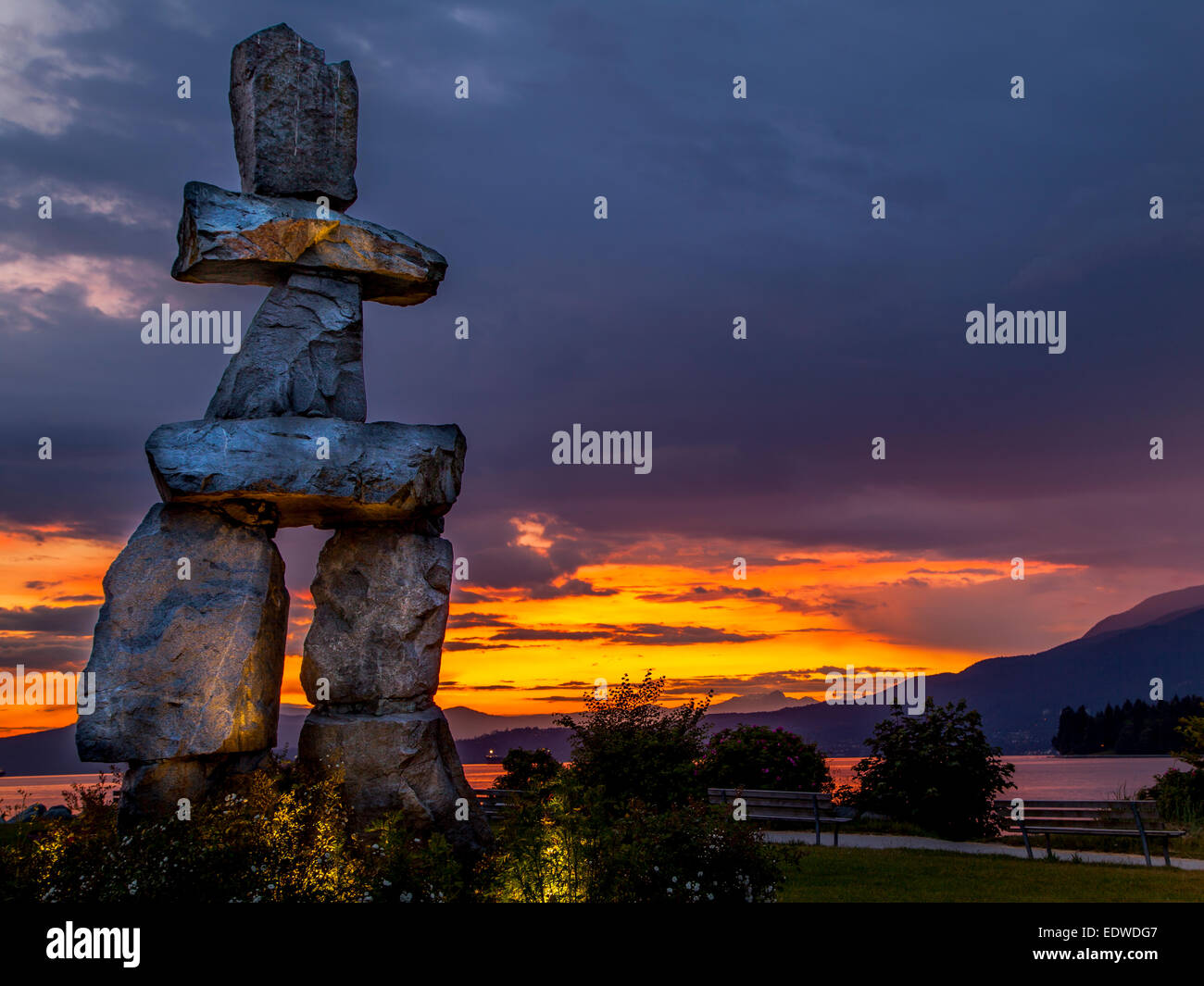 Inukshuk, English Bay, Vancouver Stock Photo - Alamy