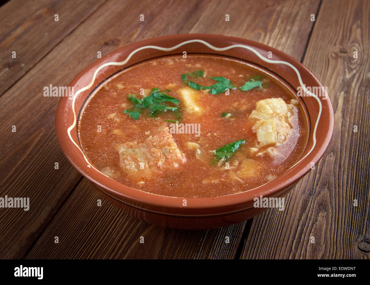 Brudet - fish stew made in Dalmatia, Primorje and Istria Stock Photo ...