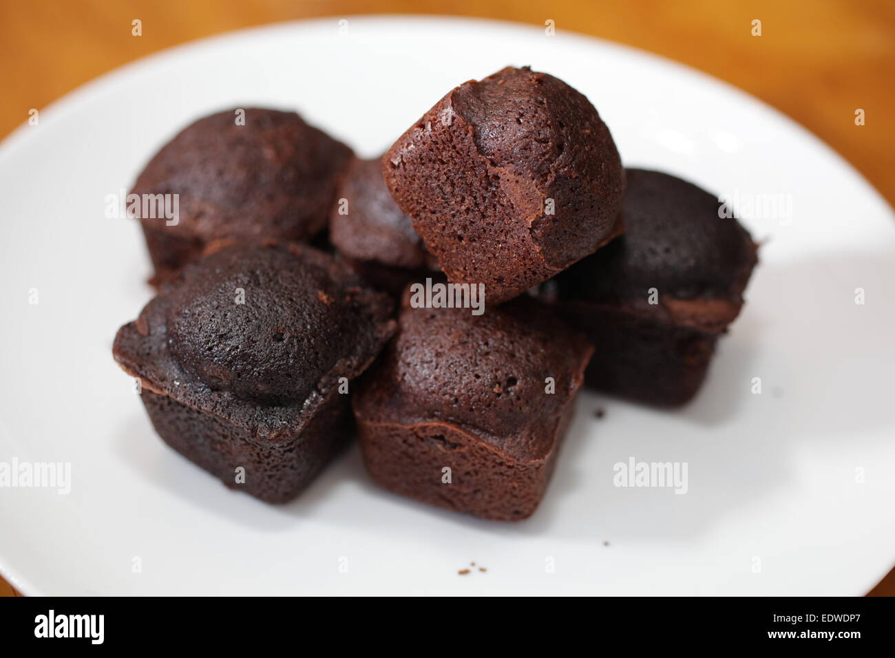 Stack of mini brownies on a plate Stock Photo - Alamy
