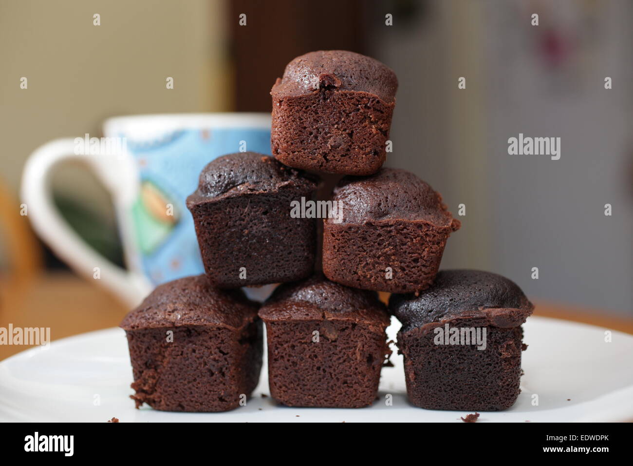 Stack of mini brownies on a plate Stock Photo - Alamy