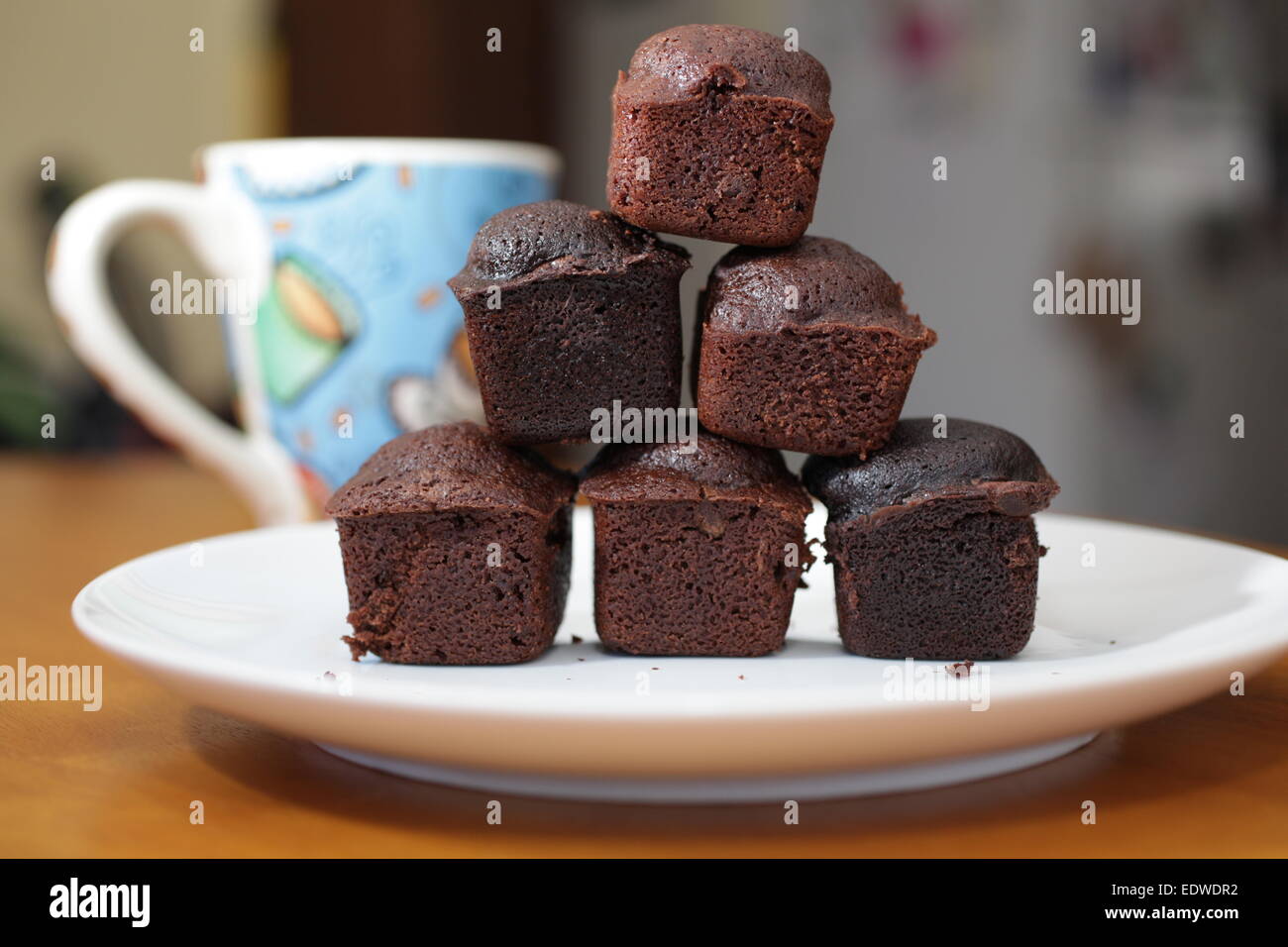 Stack of mini brownies on a plate Stock Photo - Alamy