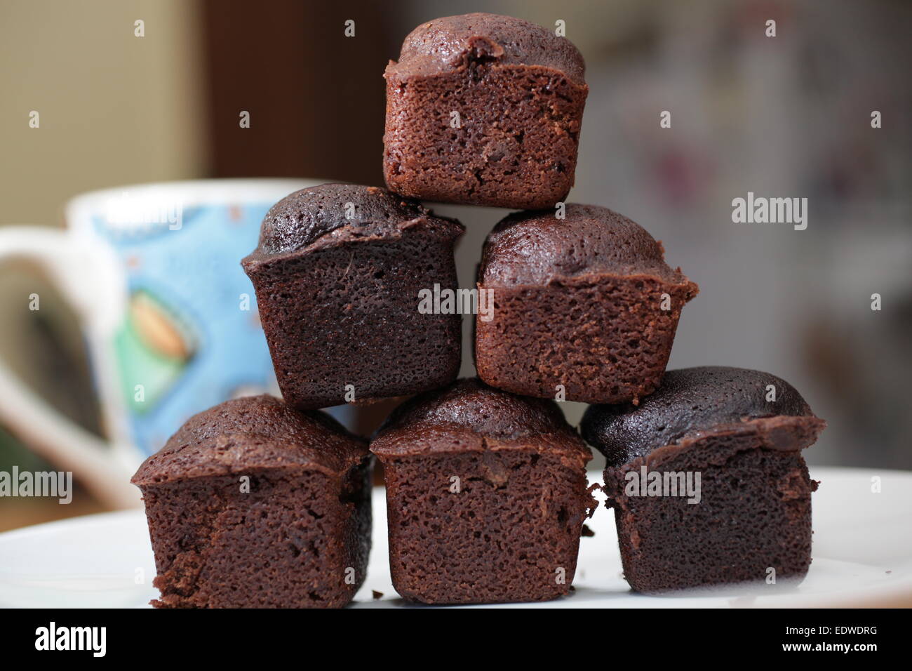 Stack of mini brownies on a plate Stock Photo - Alamy