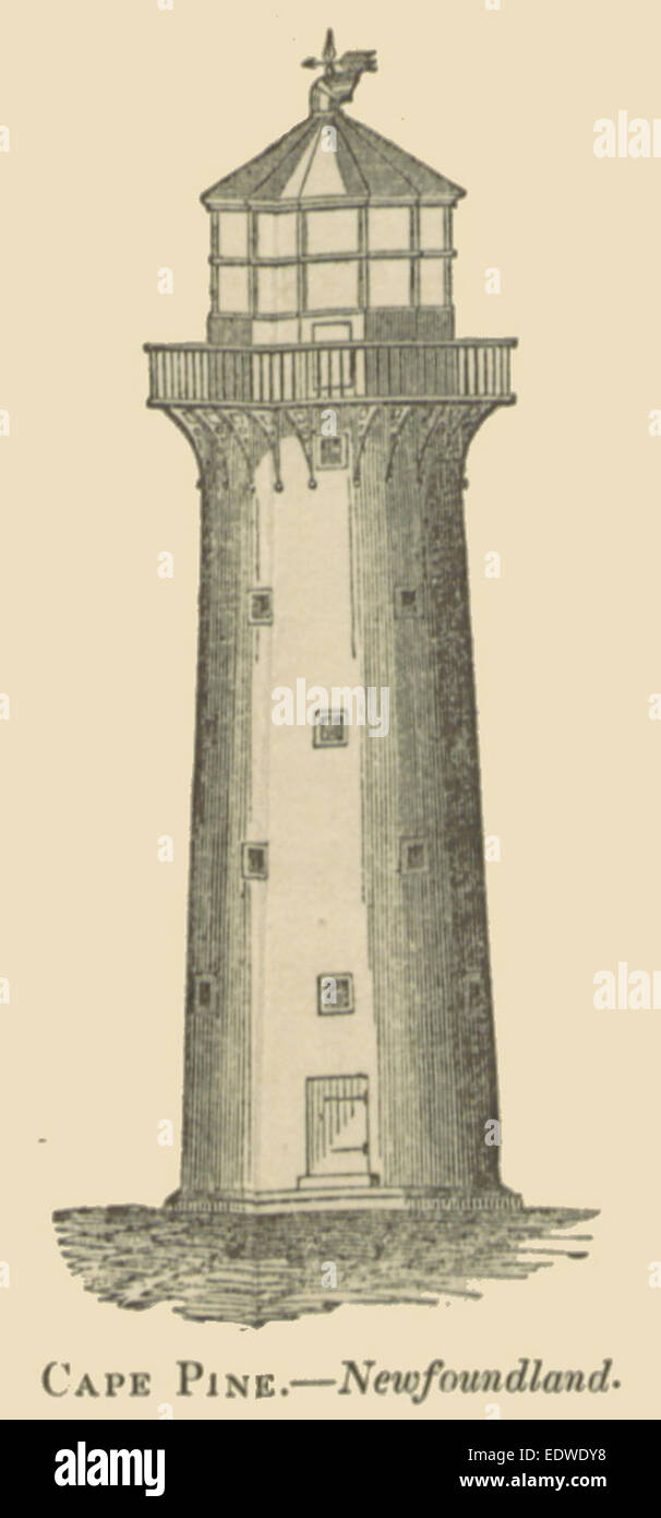 This 1863 illustration by Gordon depicts the lighthouse at Cape Pine, a significant maritime ...