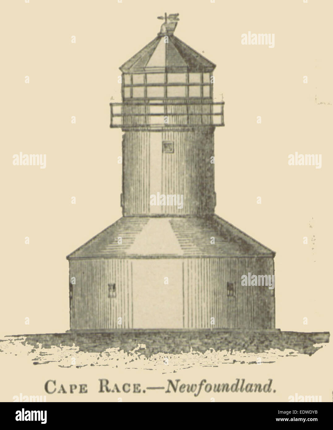 An 1863 illustration by Gordon, showcasing the Cape Race Lighthouse in ...