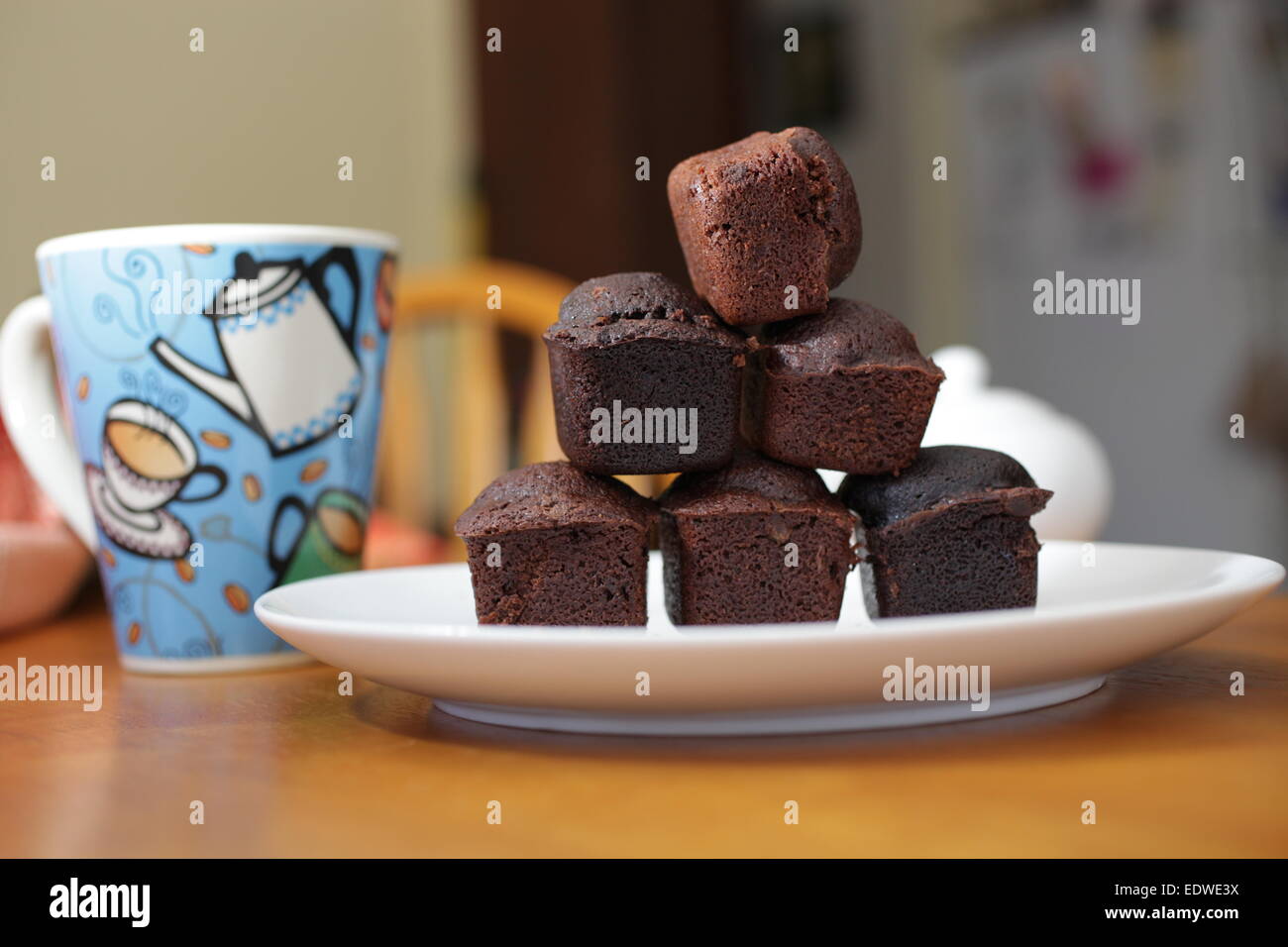 Stack of mini brownies on a plate Stock Photo - Alamy