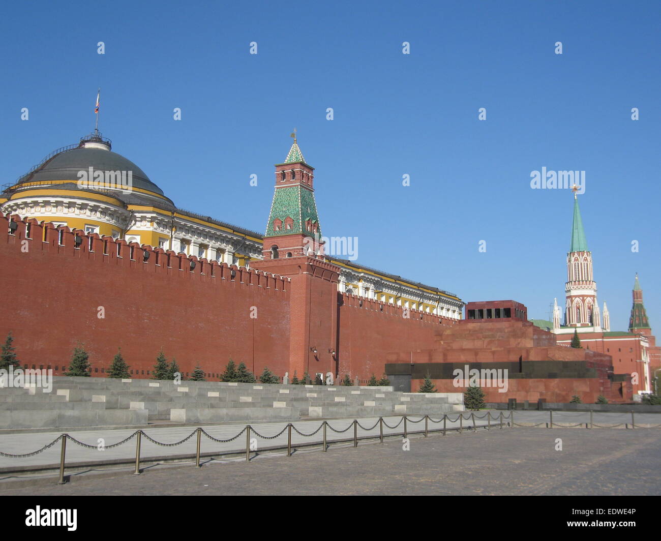 Moscow, Red square, Kremlin fortress with palace inside and Lenin's ...