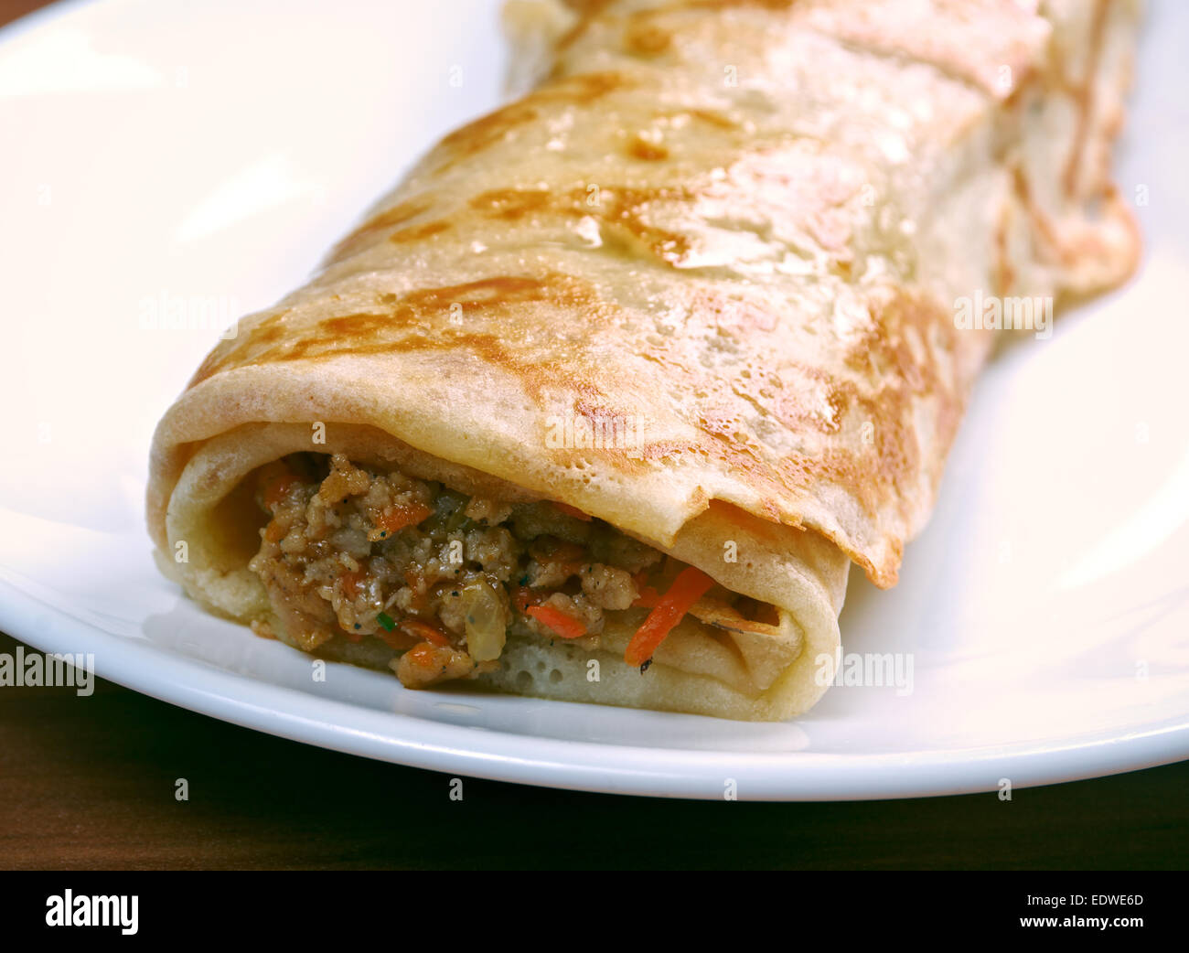 stuffed pancakes.stuffed with beef and vegetables Stock Photo - Alamy