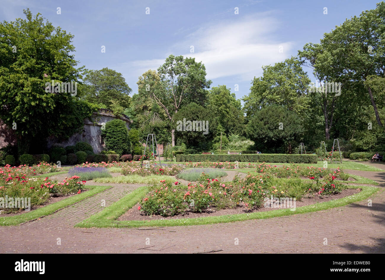 Historic Prussian Fort and Rose Garden, Volksgarten, Cologne, Rhine ...