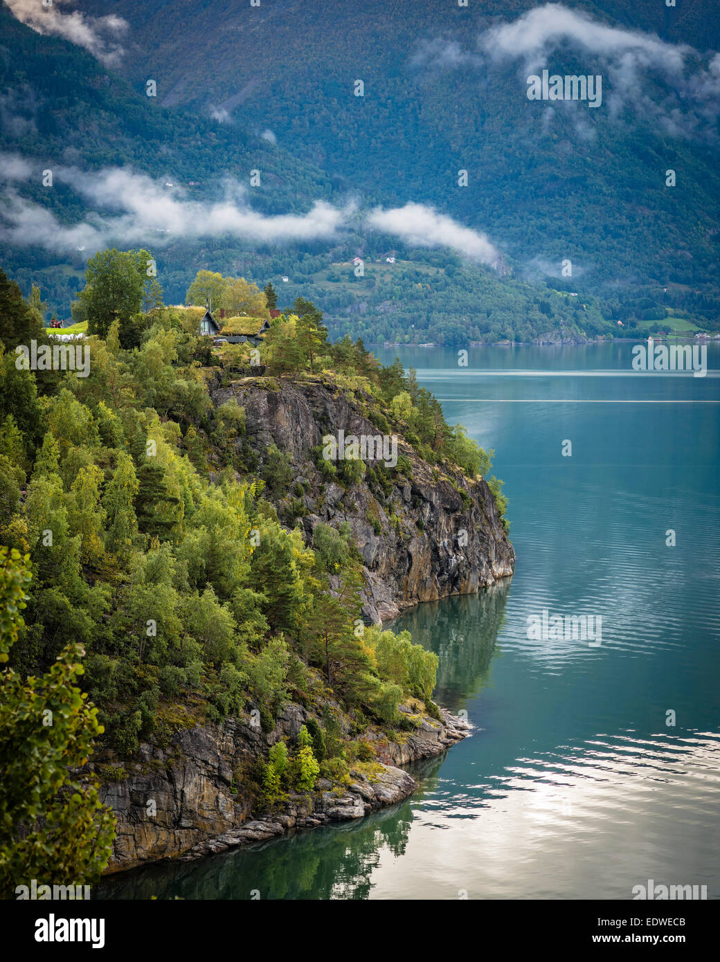 Sognefjord, Norway - at Øksnaviki on Gaupnefjorden, looking south east ...
