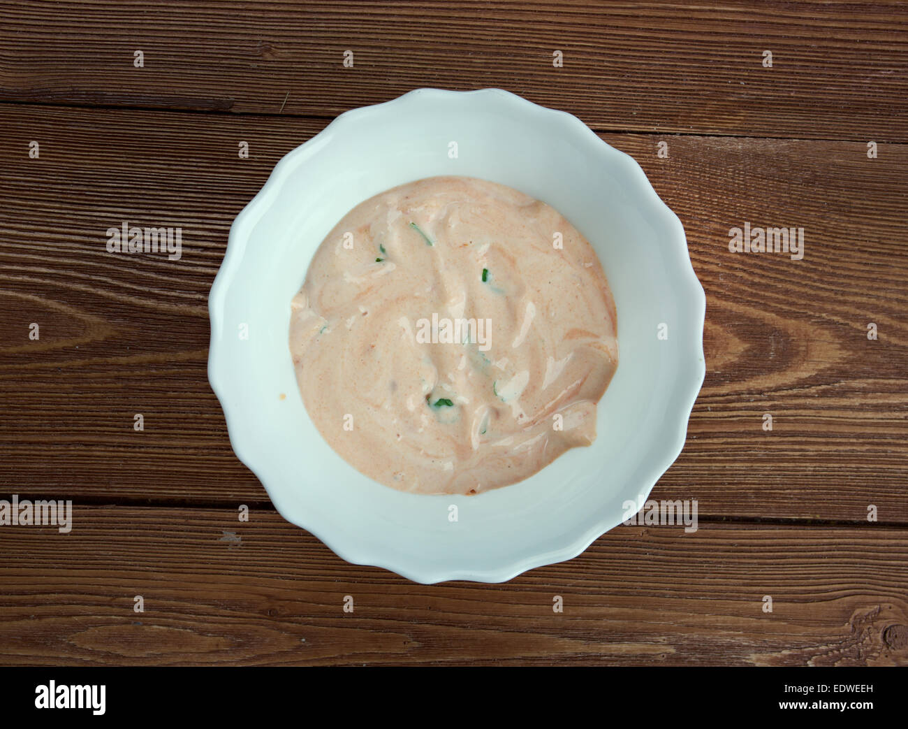 Russian dressing - Rose sauce made of a blend of mayonnaise and ketchup ...