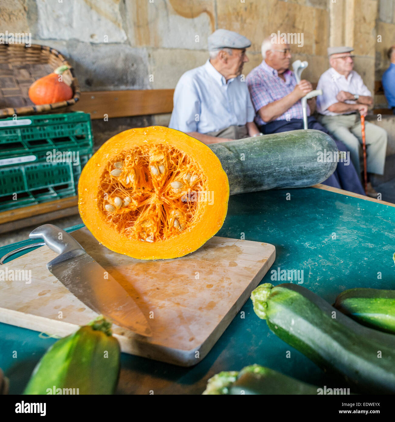 Seated retired people at Local market last sunday of month with ...