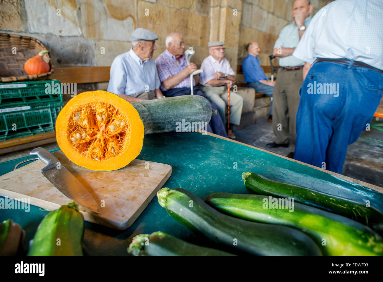 Seated retired people at Local market last sunday of month with ...