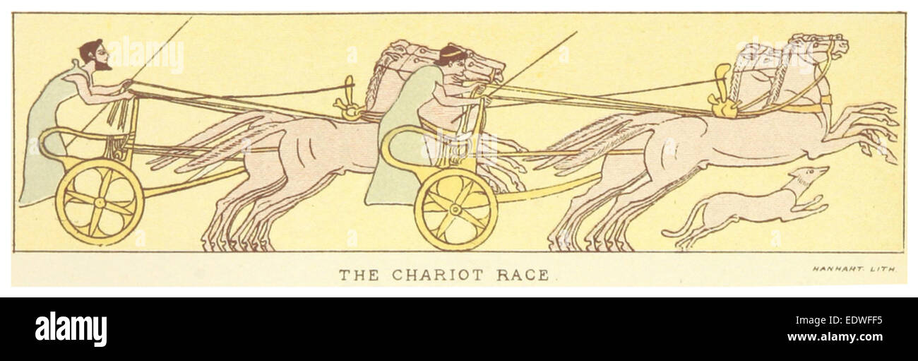 This 1885 illustration by Herodot depicts the ancient chariot race ...