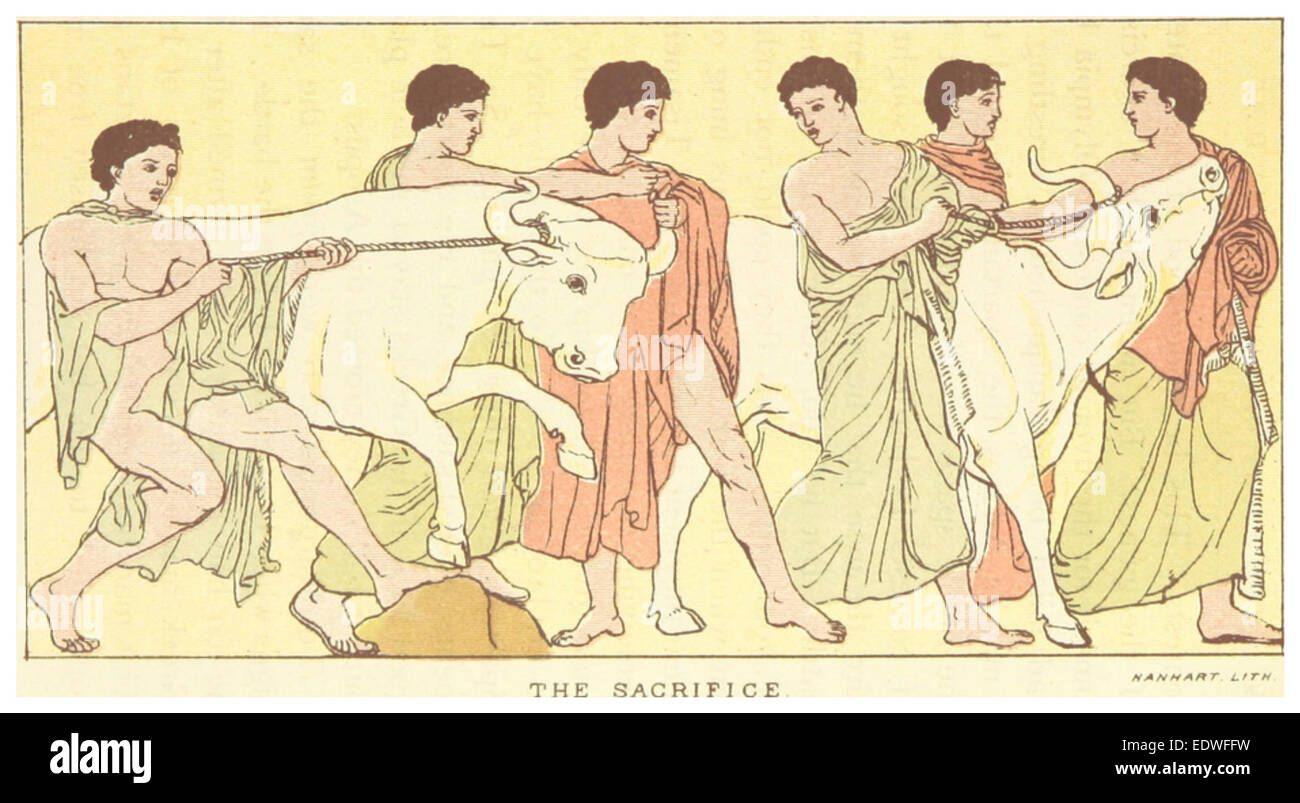 This 1885 illustration by Herodot depicts *The Sacrifice*, a scene ...