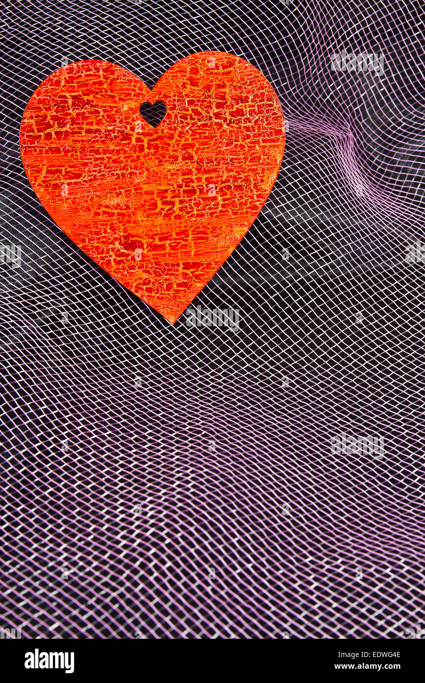 Wooden heart painted in red with peeling texture in vintage style Stock ...