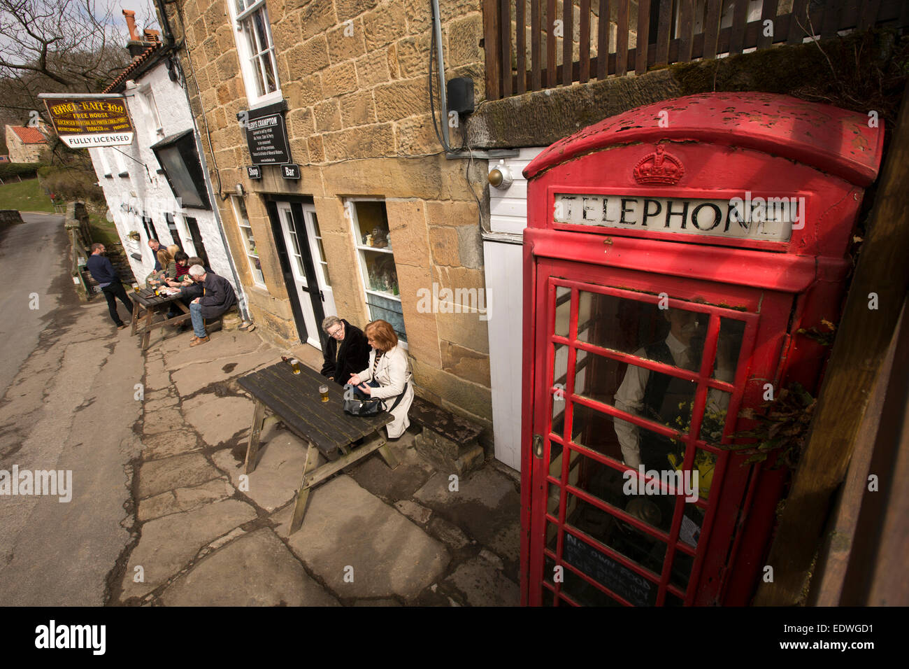 UK, England, Yorkshire, Goathland, Beck Hole, Birch Hall Inn, walkers ...