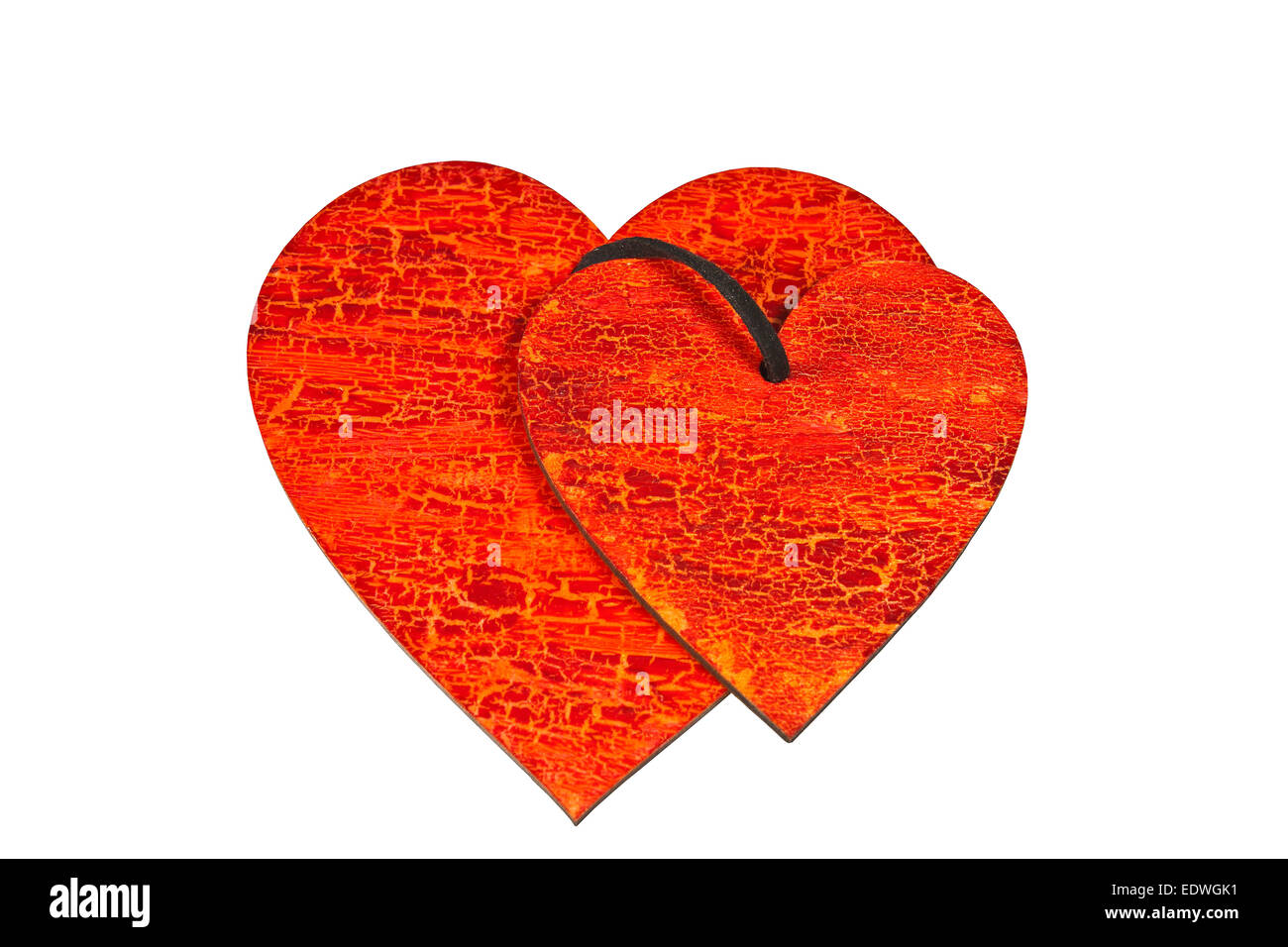 Wooden heart painted in red with peeling texture in vintage style Stock ...