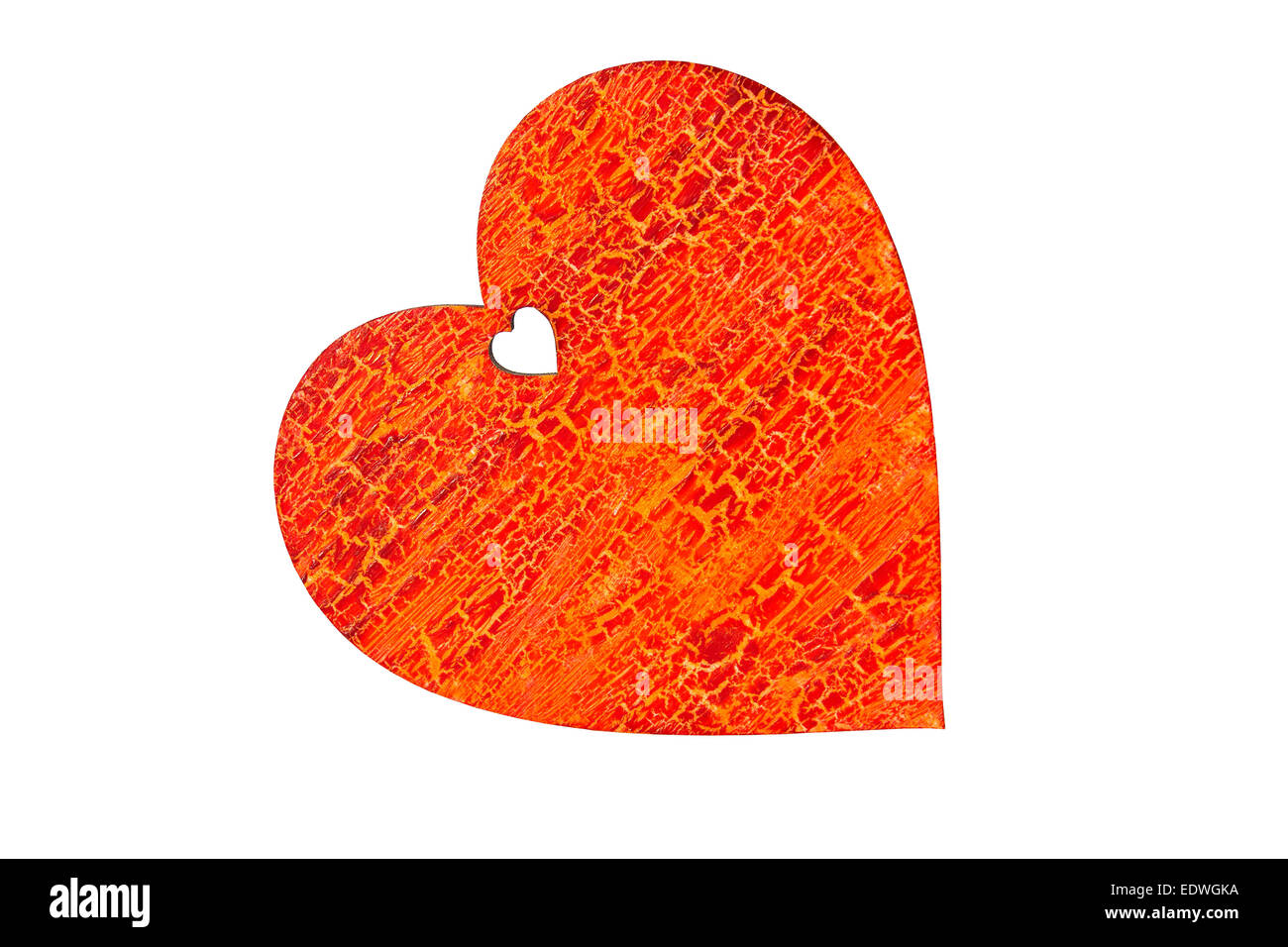 Wooden heart painted in red with peeling texture in vintage style Stock ...