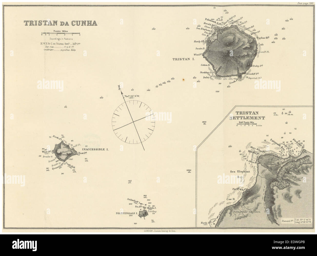 This 1884 Map By Imray Depicts Tristan Da Cunha A Remote Volcanic