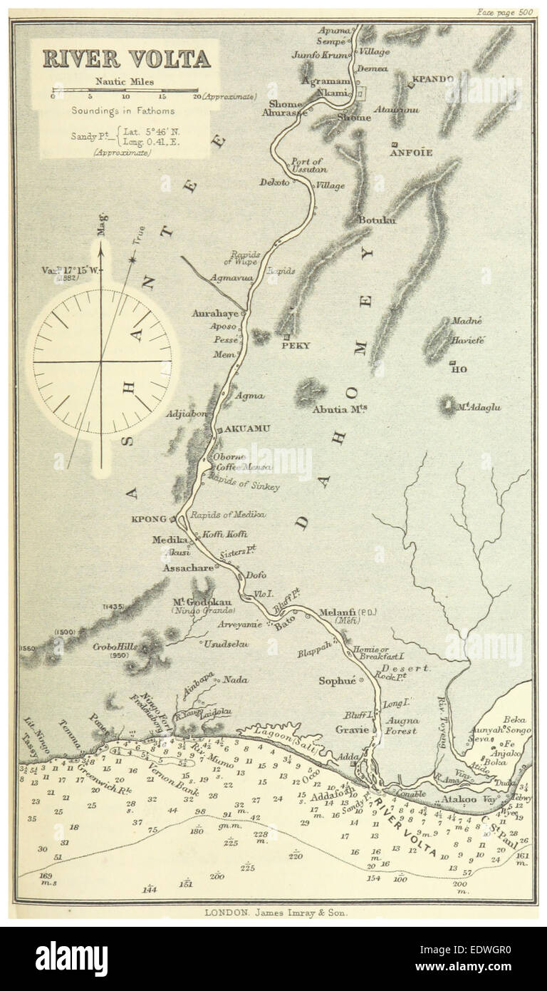 A map from Imray’s 1884 work illustrating the mouth of the River Volta ...