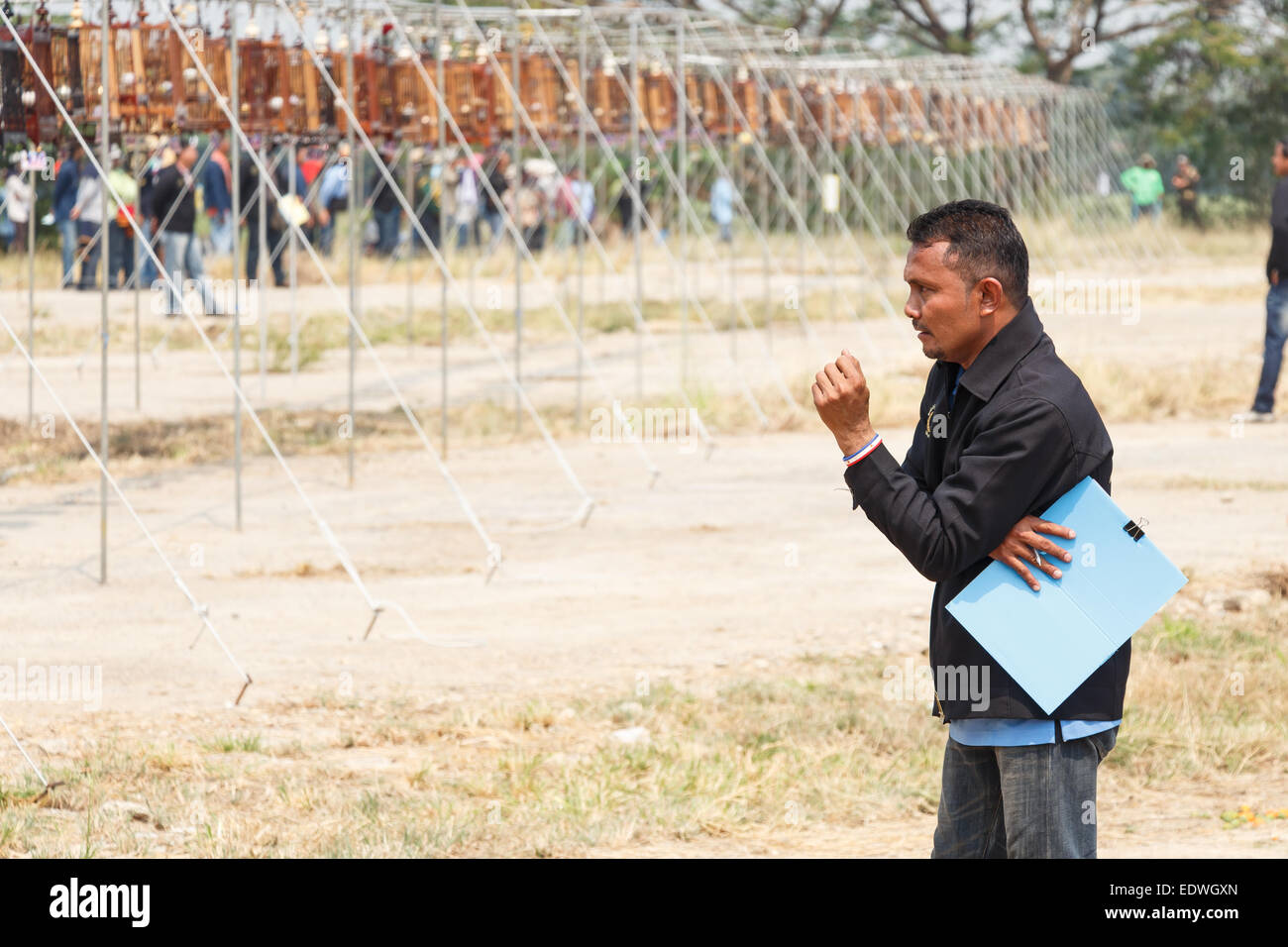PHITSANULOK, THAILAND - MARCH 29, 2014. Referee look and judge in "bird ...