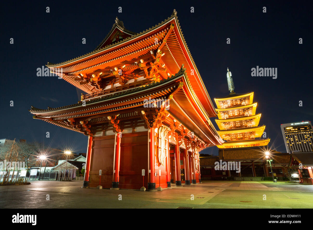 Gate with Pagoda at asakusa Senjoji temple in Tokyo Japan Stock Photo ...