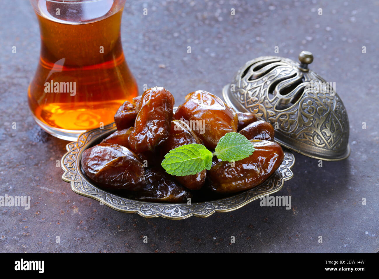 sweet fruit dates for traditional tea party Stock Photo - Alamy