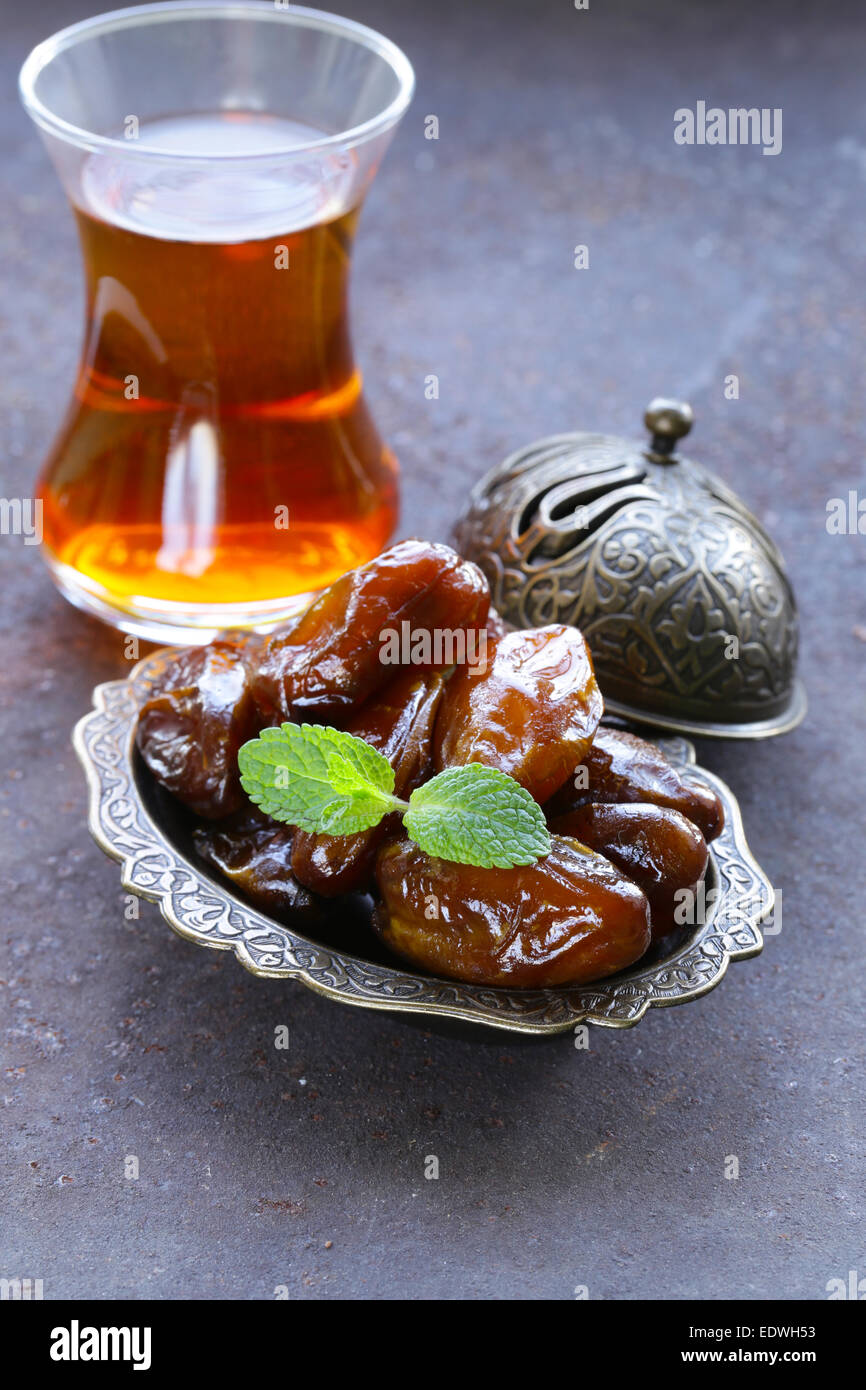 sweet fruit dates for traditional tea party Stock Photo - Alamy