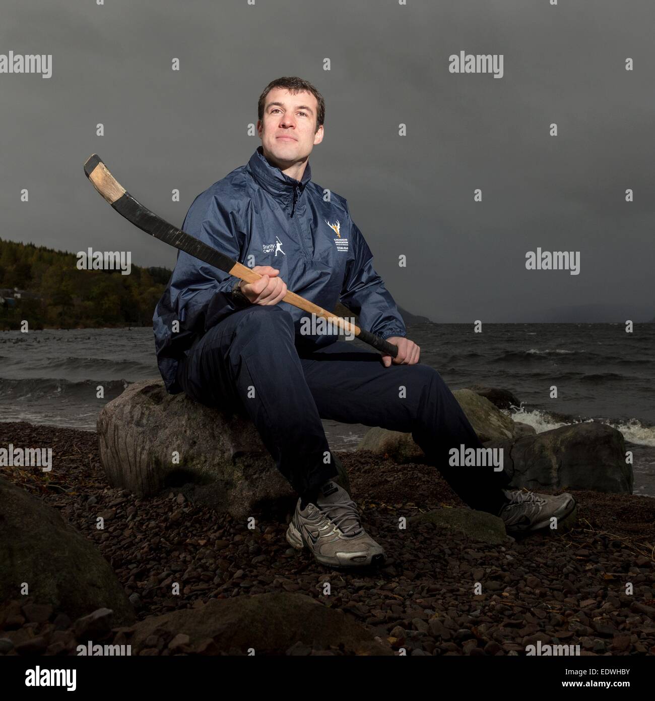Shinty player John Barr of Glen Urquhart and Scotland pictured at Dores ...