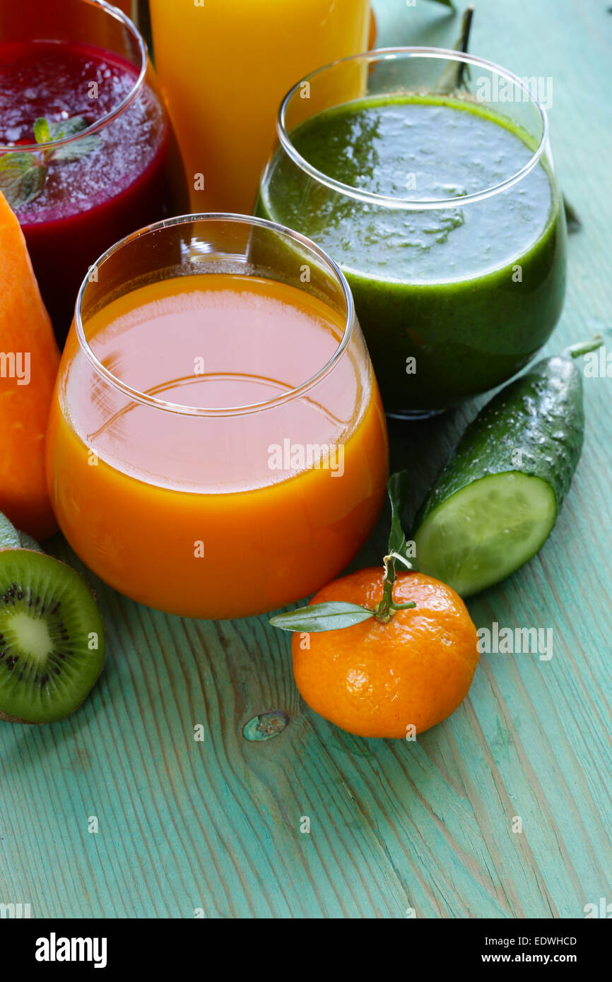 assorted fresh juices from fruits and vegetables Stock Photo - Alamy