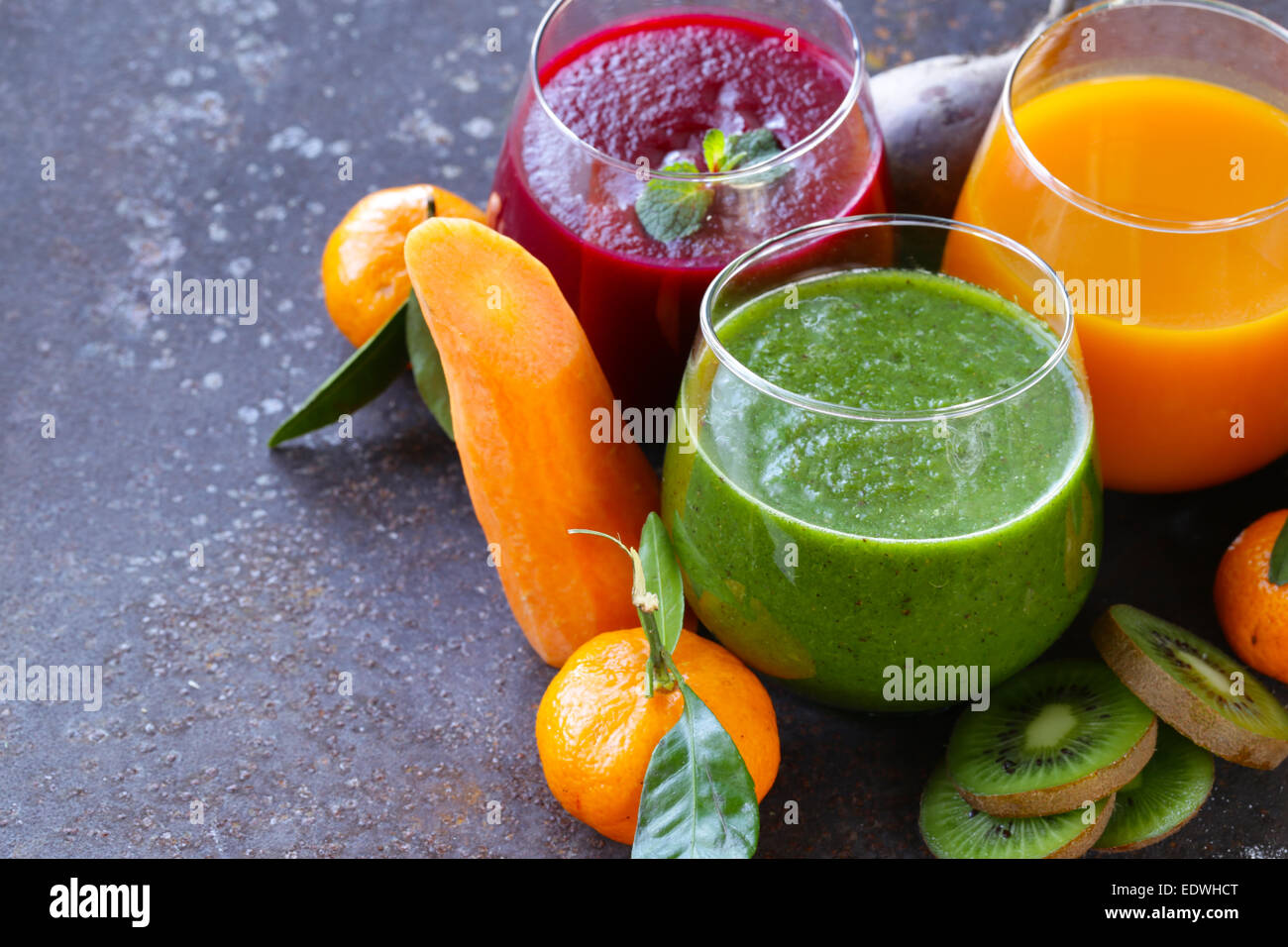 assorted fresh juices from fruits and vegetables Stock Photo - Alamy