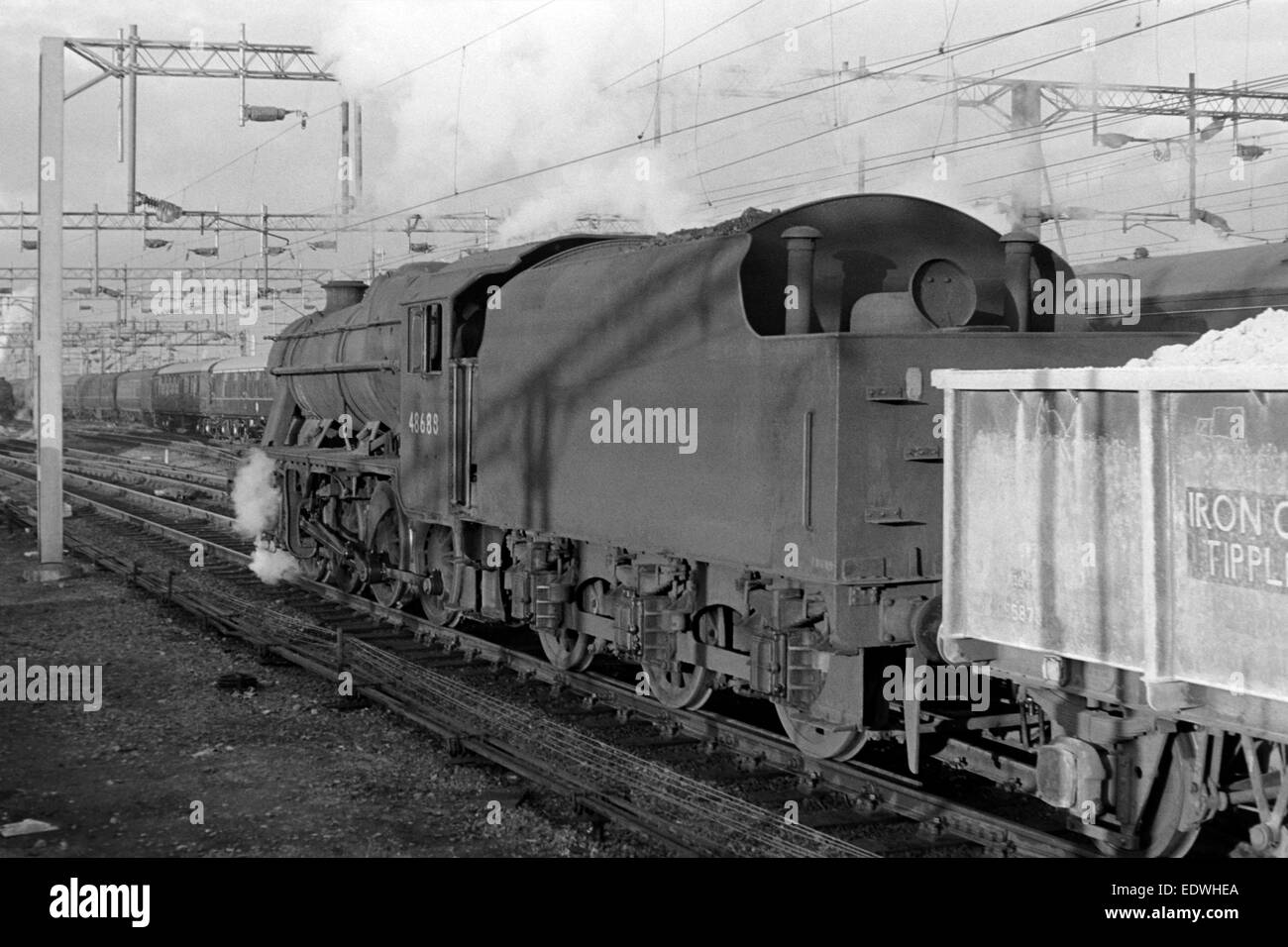 original british rail steam stanier 8f locomotive operating during the ...
